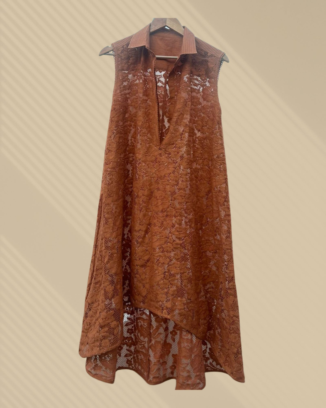 Rust Lace Layered Dress - Swoon
